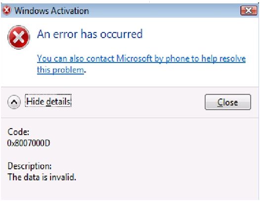 Windows Activation Error Code: 0x8007000D - Techyv.com Windows Activation Error Code: 0x8007000D - Techyv.com