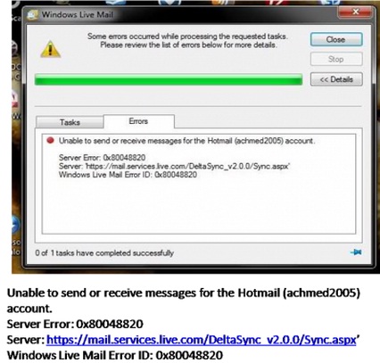 Log in errors in MSN Mail – Error Code 80048439 - Techyv.com
