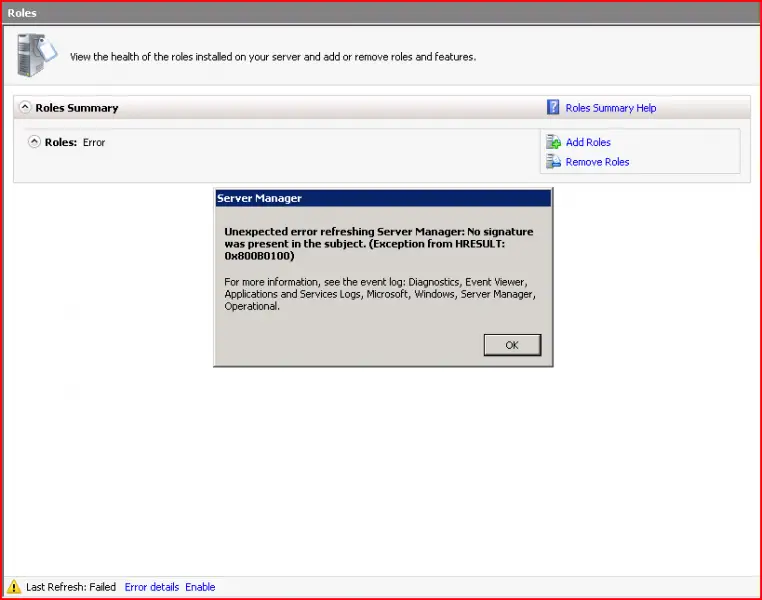Unexpected error refreshing server Manager - Techyv.com Unexpected error refreshing server Manager - Techyv.com