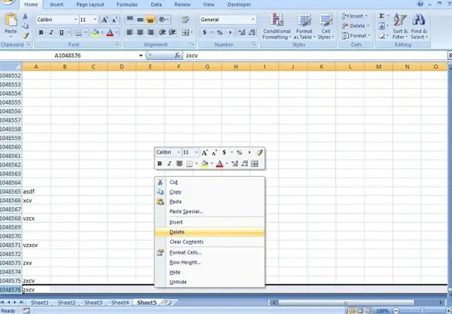Error On Inserting Rows And Columns In Microsoft Excel 2007