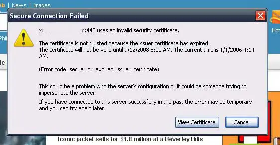 Error on my computer's security certificate - Techyv.com Error on my computer's security certificate - Techyv.com