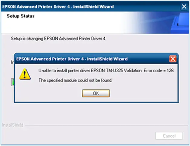 I received an error message while installing receipt printer Epson TM ... I received an error message while installing receipt printer Epson TM ...