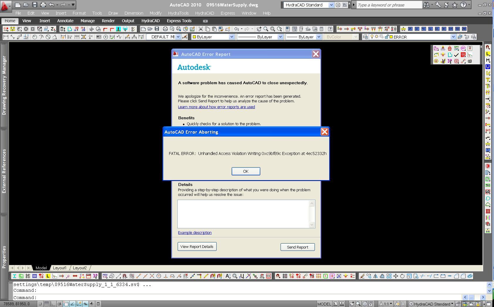 AutoCAD 2010 fails to work giving an unhandled exception - Techyv.com AutoCAD 2010 fails to work giving an unhandled exception - Techyv.com