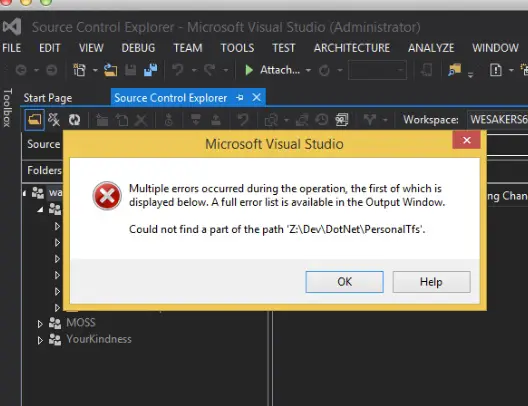 Microsoft Visual Studio Multiple errors occurred during the operation ... Microsoft Visual Studio Multiple errors occurred during the operation ...