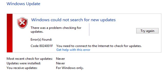 Explain 8024001f Error - Techyv.com