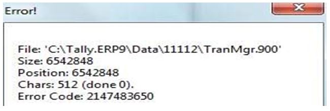 Explain Tally Error Code 2147483650 - Techyv.com