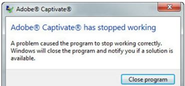 Fix For Adobe Captivate Has Stopped Working Error - Techyv.com