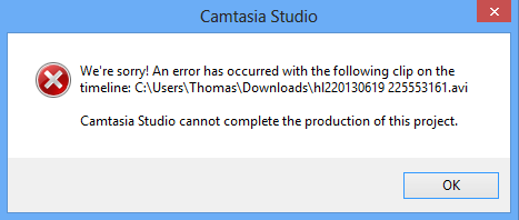 How Do I Solve The Error Which Says, “Camtasia Studio Cannot Complete The Production Of This ...