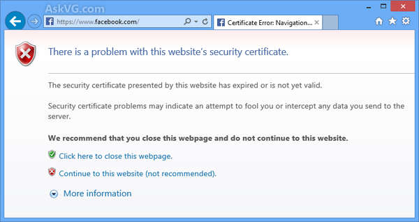 Read About Web Page Certificate Error In Brief. - Techyv.com