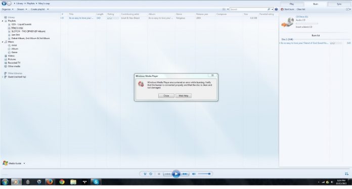 How to solve Error Message while the process of songs to burn on a cd ...