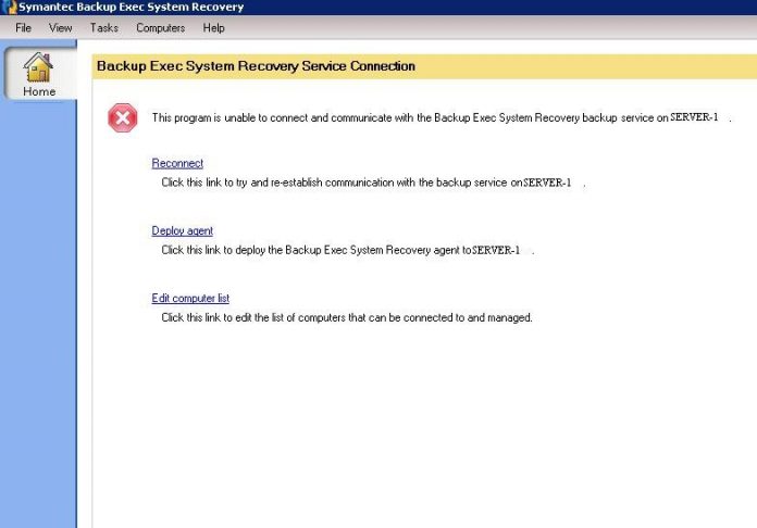 How to solve Symantec backup exec system recovery 2010 console is unable to connect to remote ...