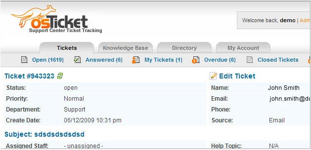 Features for the ticket management system open source in details ...
