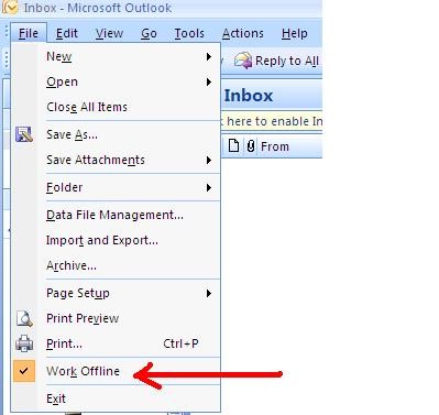 Turn Outlook 2007 Work Offline Feature On - Techyv.com