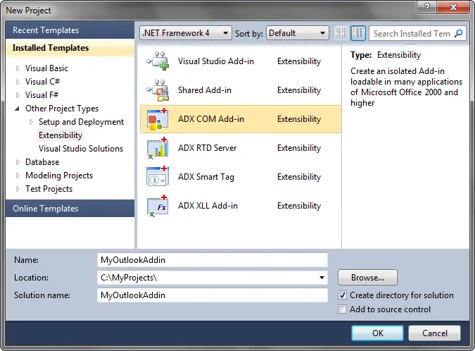 Method On How To Create Outlook Addin Vsto
