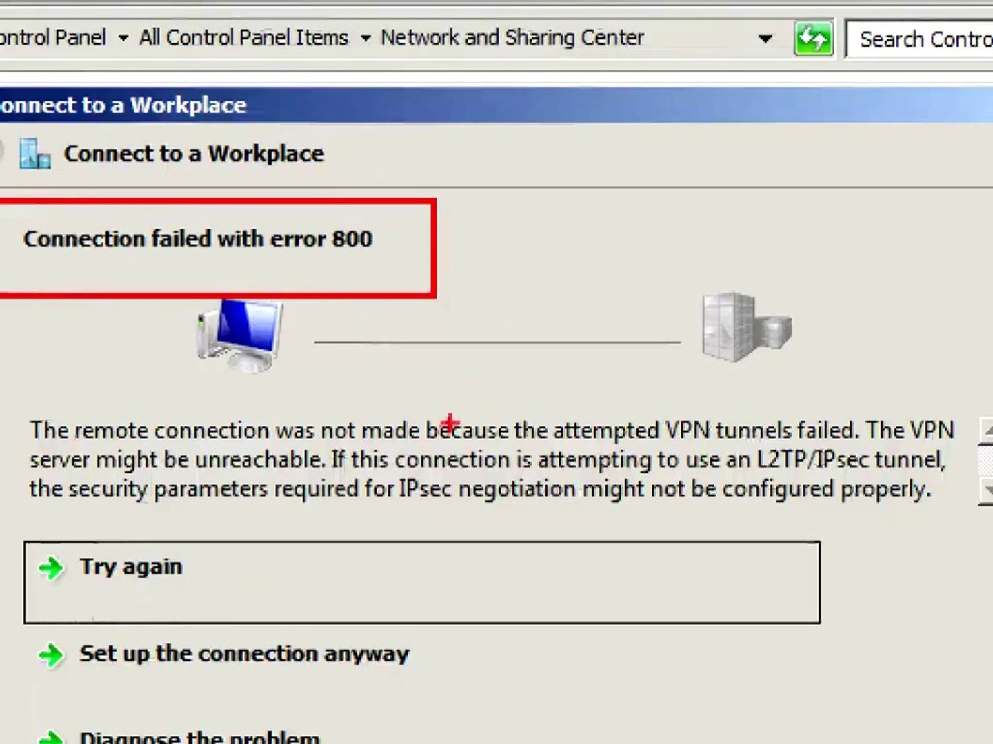 Steps To Fix ‘connection Error 800 - Techyv.com