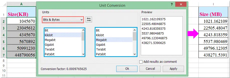 Method To Convert Bytes To Gb Formula Using Any Tool