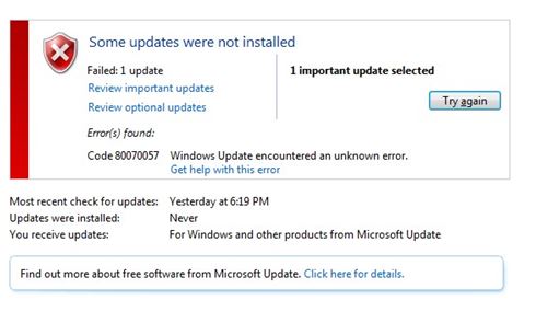 Learn About Windows Update Error Code 80070057 Correction. - Techyv.com