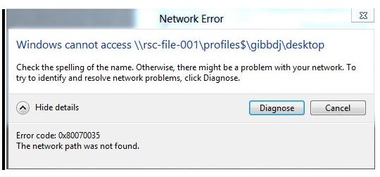 Getting Network Error Code 80070035 When Accessing Network Shared ...