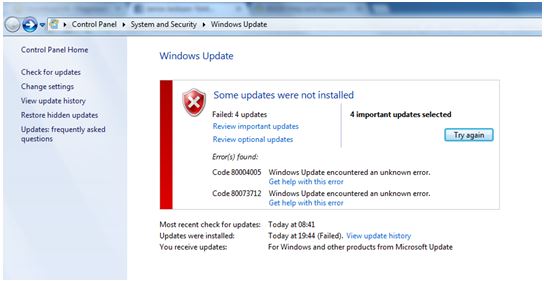 Getting Windows Error Code 80004005 Failed To Upgrade - Techyv.com