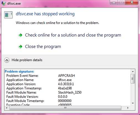 Fixes For Dfscv.exe Application Error Listed - Techyv.com