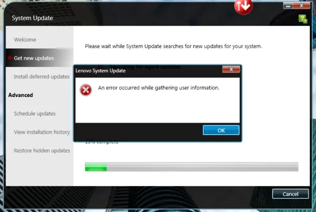 Lenovo System Update Error Gathering User Information - Techyv.com Lenovo System Update Error Gathering User Information - Techyv.com