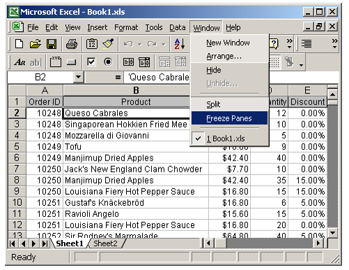Freeze And Unfreeze Microsoft Office Excel 2003 Columns And Rows - Techyv.com