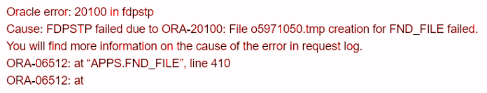 Ora 20100 Temp File Creation For Fndfile Failed