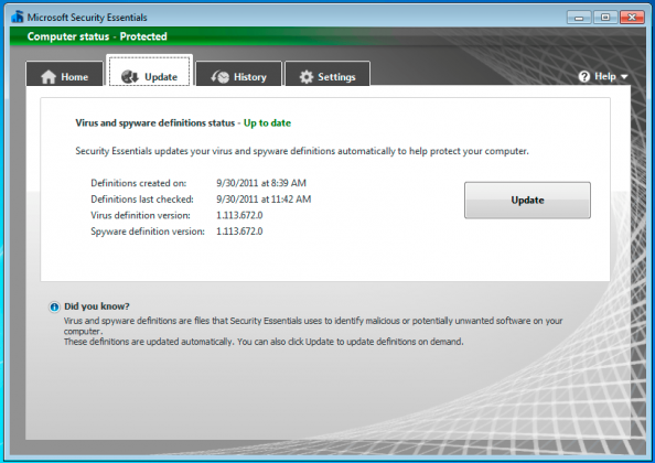 How To Perform A Microsoft Security Essentials Update Manually - Techyv.com