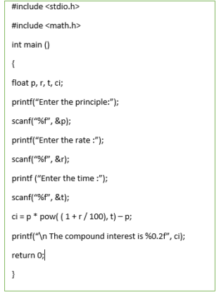 What Is The Correct Code Of The Compound Interest Formula In C - Techyv.com