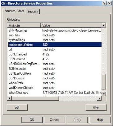 Checking The Tombstone Lifetime Attribute Of The Active Directory ...