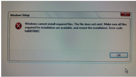Learn To Resolve Windows Cannot Install Required Files Windows 7 Error Code 0x80070002. - Techyv.com