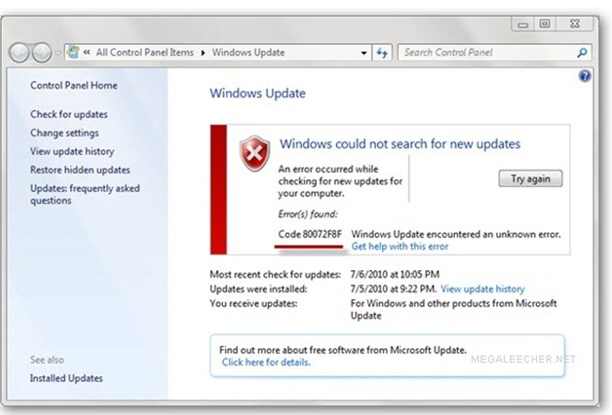 Solution For Errors 80072f8f Windows Update - Techyv.com