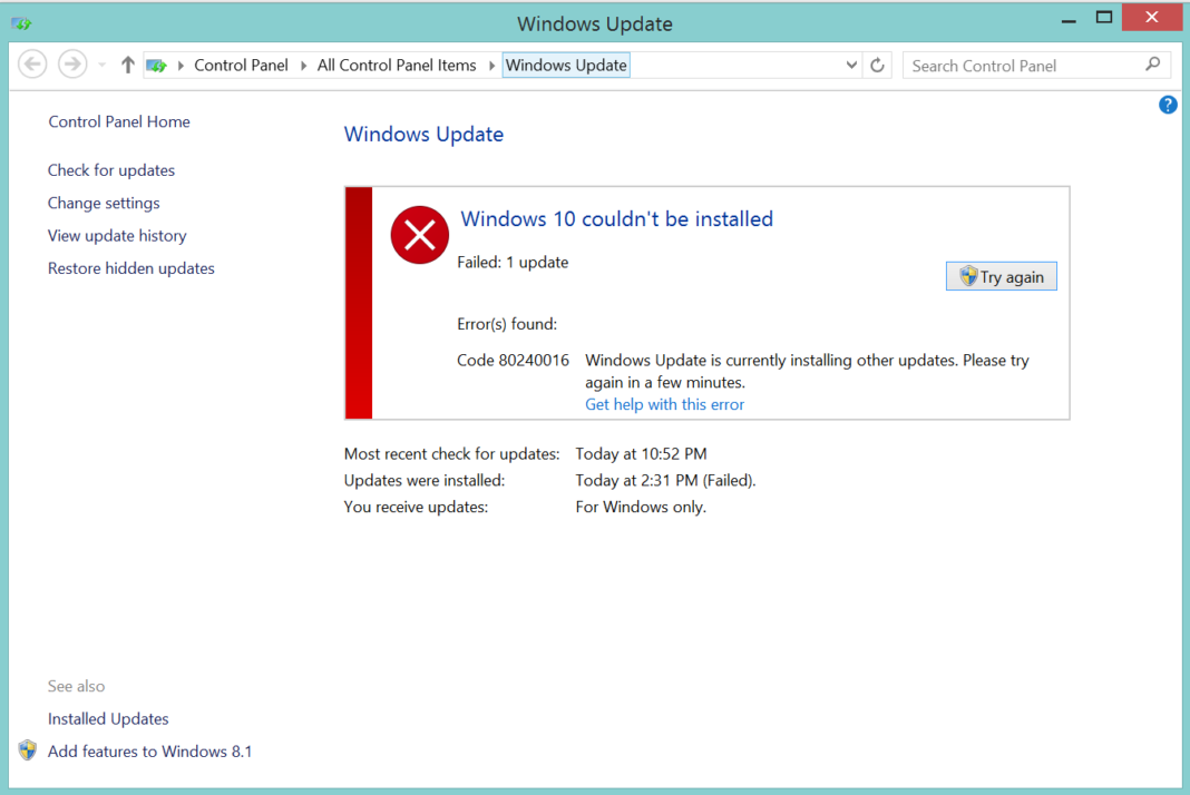 Learn To Resolve Windows Update Error Code 80240016 Manually. - Techyv.com
